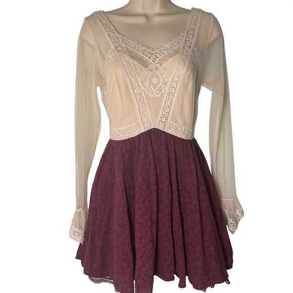 Free People | Dresses | Free People Victorian Mini Dress Size 2 Lace ...